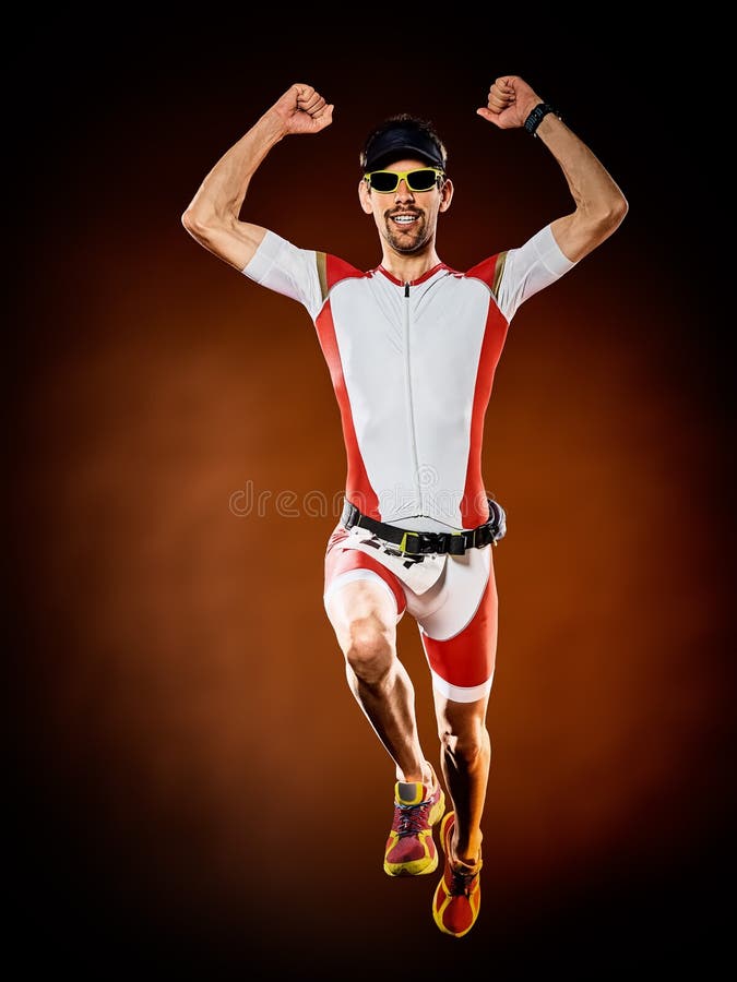 Man Runner Running Triathlon Ironman Isolated Stock Image - Image of ...