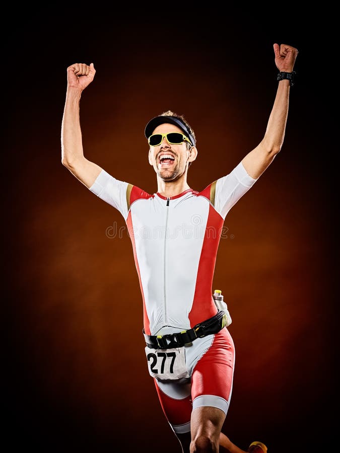 Man Runner Running Triathlon Ironman Isolated Stock Photo - Image of ...