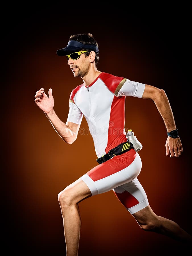 Man Runner Running Triathlon Ironman Isolated Stock Image - Image of ...