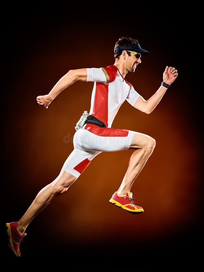 Man Triathlon Iron Man Athlete Runners Running Stock Photo - Image of ...
