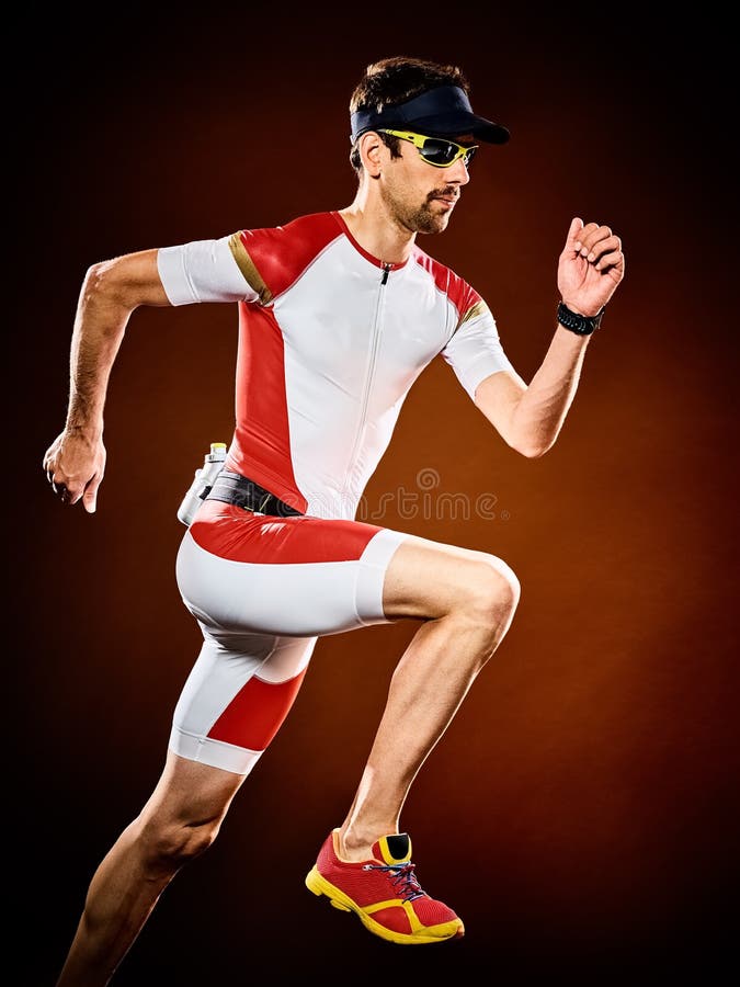 Man Triathlon Iron Man Athlete Cyclists Bicycling Stock Image - Image ...