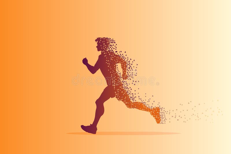 Man Runner Shape with Abstract Geometric Polygon Triangle Pattern ...