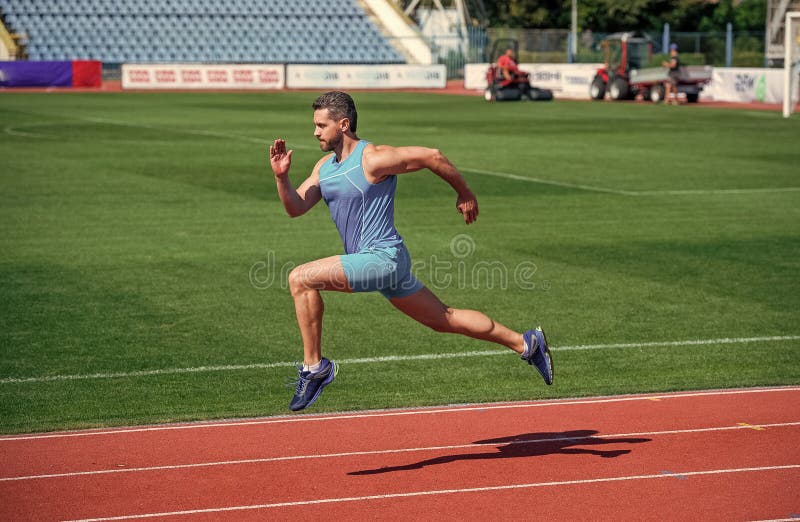 Man Runner on Stadium Running for Exercise, Stamina Stock Photo - Image ...
