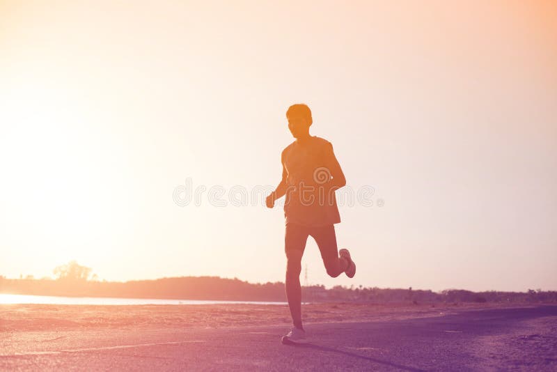 The Man with Runner on the Street Be Running for Exercise Stock Photo ...