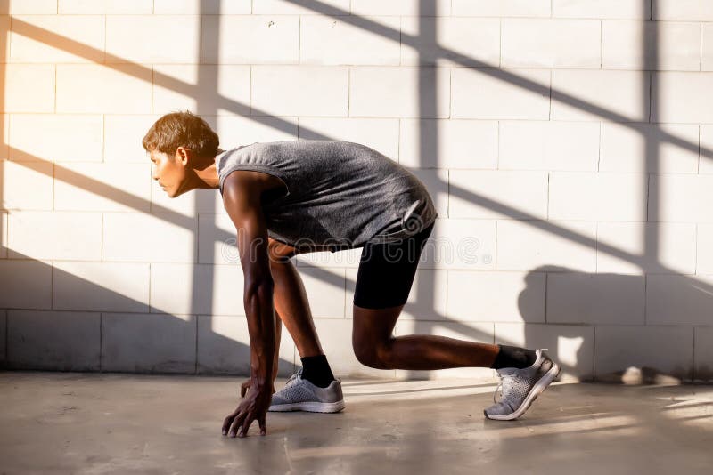 The Man with Runner on the Street Be Running for Exercise Stock Image ...