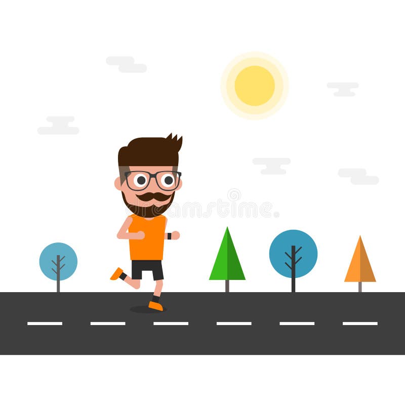 Man runner on the way stock vector. Illustration of competition - 107043282