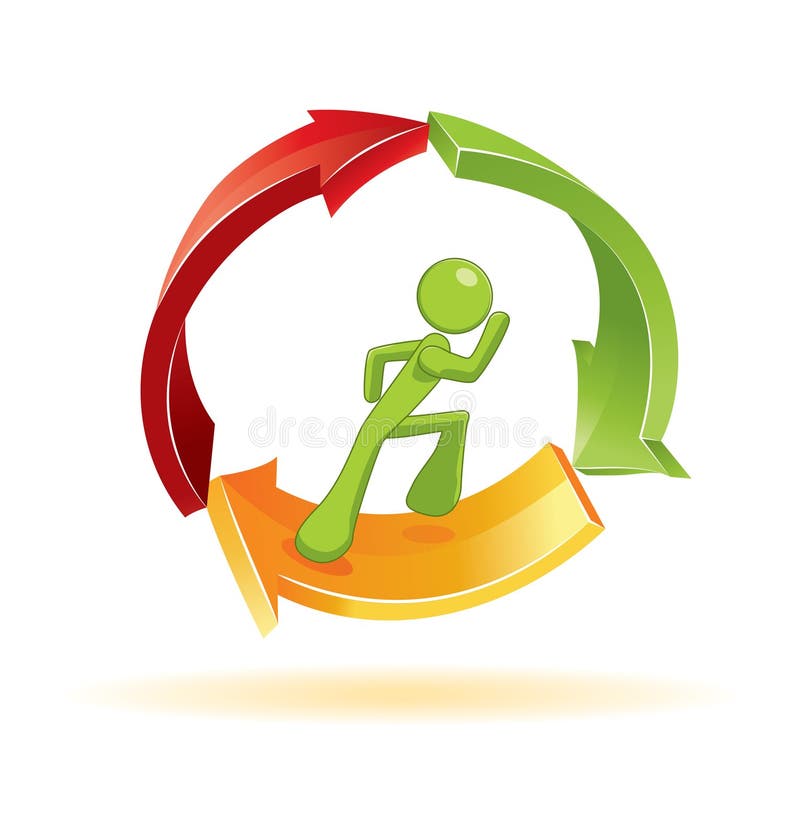 Man running in 3d symbol stock vector. Illustration of green - 13140848