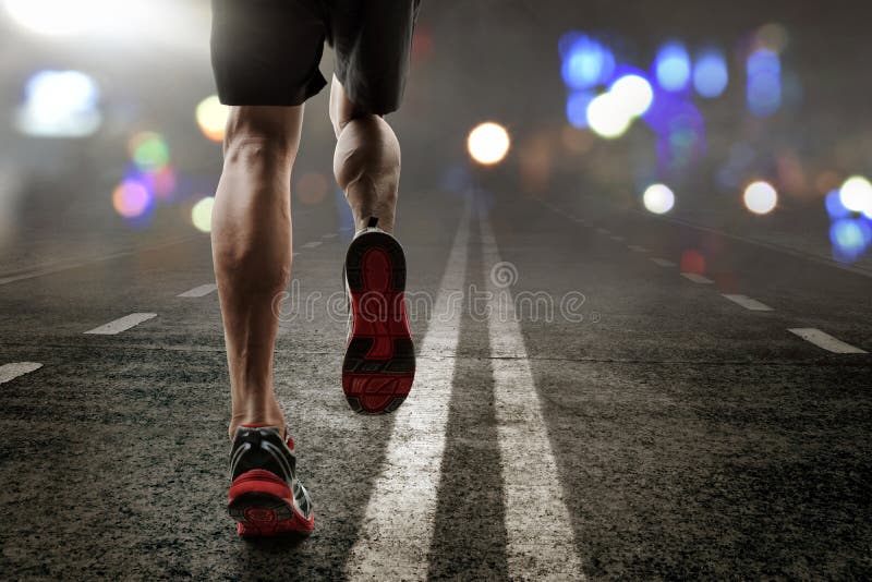 Man Running on Asphalt Road Stock Photo - Image of energy, male: 101473216