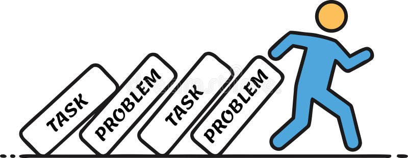 A Man is Running Away from Falling Knuckles with the Words "task" and ...