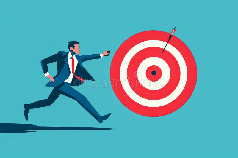 A Man is Running Away from a Red Target. Stock Image - Image of ...