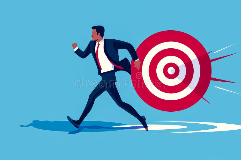 A Man is Running Away from a Red Target Stock Image - Image of ...