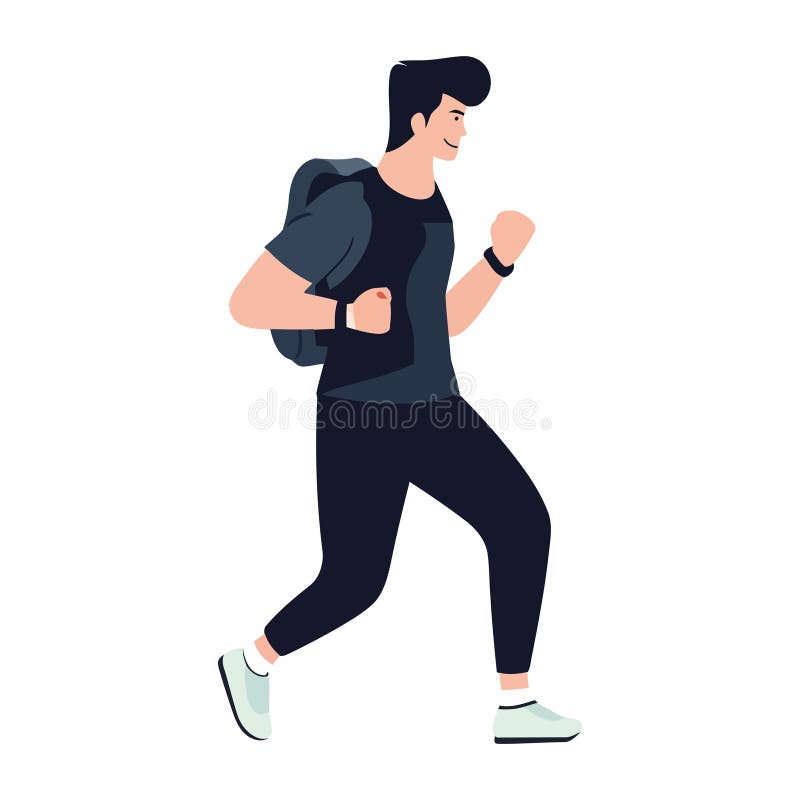 Man running with backpack stock vector. Illustration of holding - 283953931