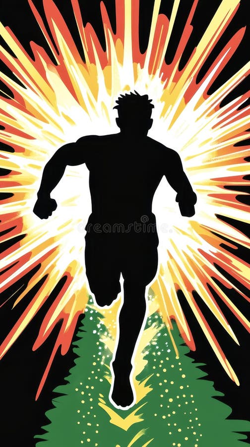 A Man is Running through a Bright Explosion Stock Illustration ...