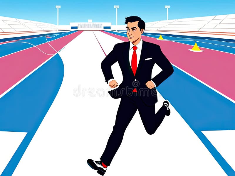 Man Running a Business Race in Stadium. Generative Ai Stock ...