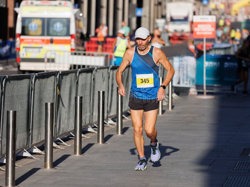 Man Running in City Marathon Editorial Stock Photo - Image of active ...