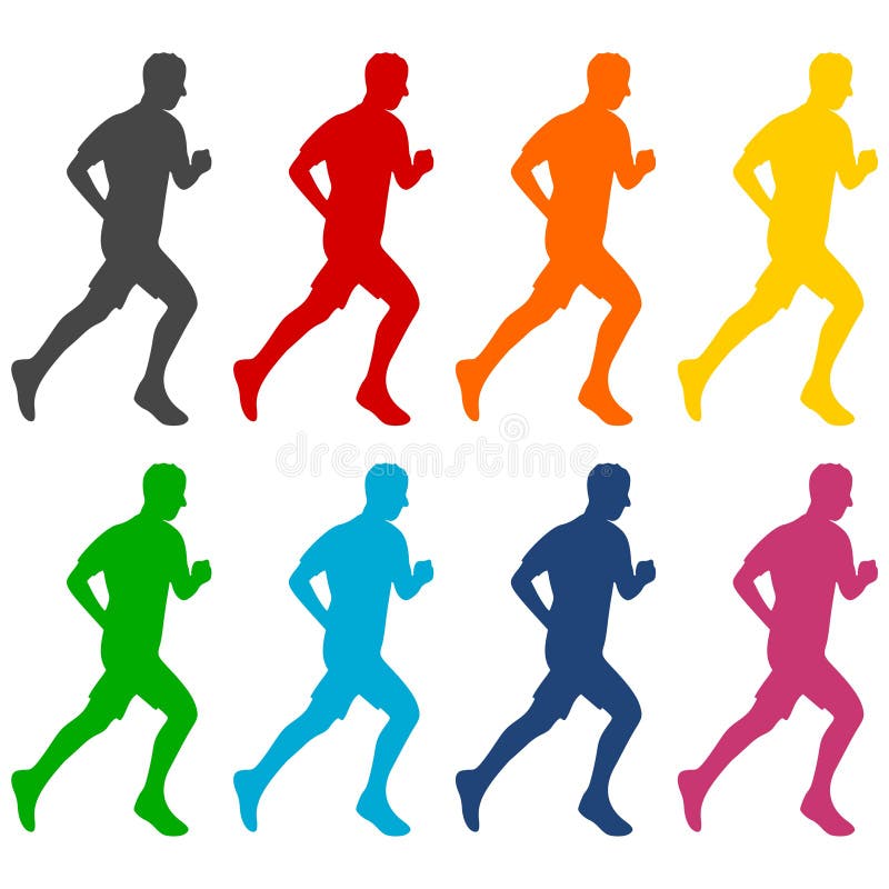Man Running Color Silhouettes Stock Vector - Illustration of people ...