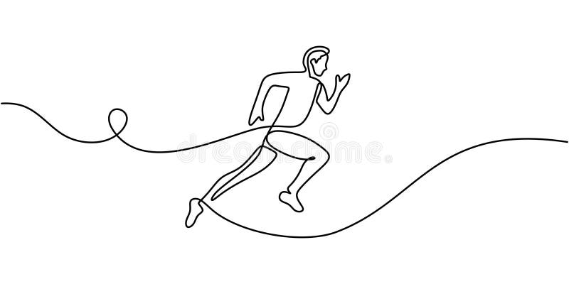 Man Running in Continuous Line Drawing, Symbolizing Movement and ...