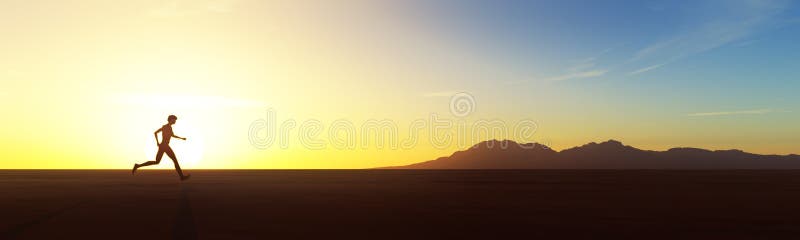 Man running desert stock illustration. Illustration of horizon - 57825250