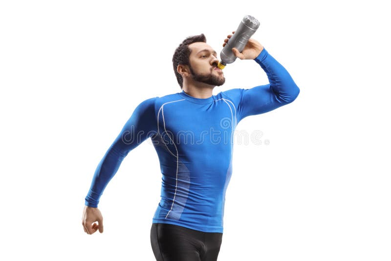 Man Running and Drinking from a Bottle Stock Photo - Image of runner ...