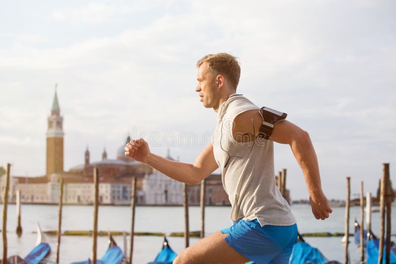 Man Running in Early Morning Stock Image - Image of energetic, handsome ...