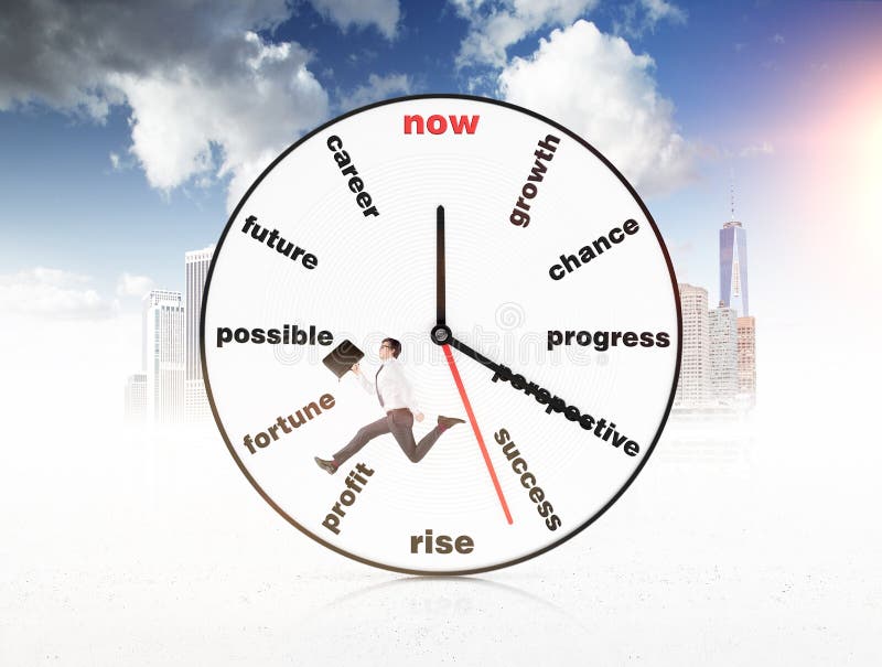 Man Running Forward Round O Clock Stock Photo - Image of clock, meter ...
