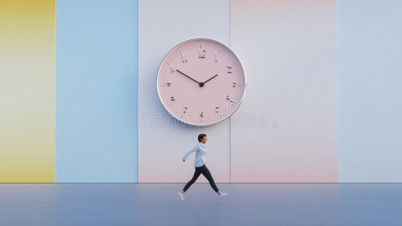 A Man Running in Front of a Clock, Concept Time Stock Photo - Image of ...