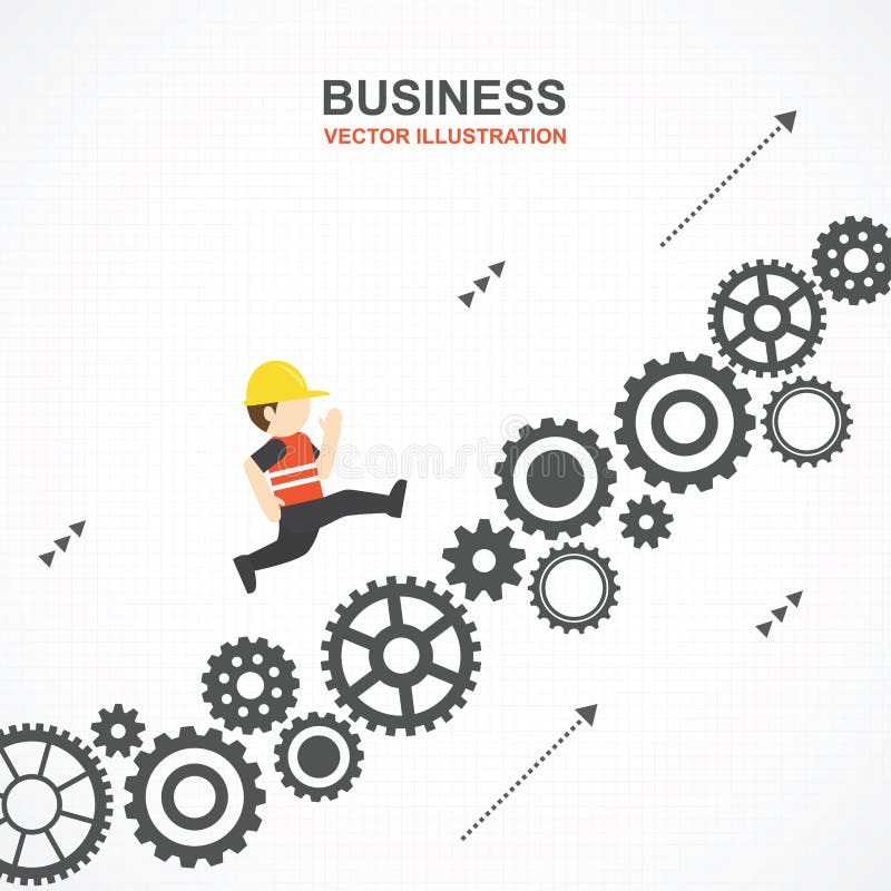Man Running with Gears To Success Vector Stock Vector - Illustration of ...