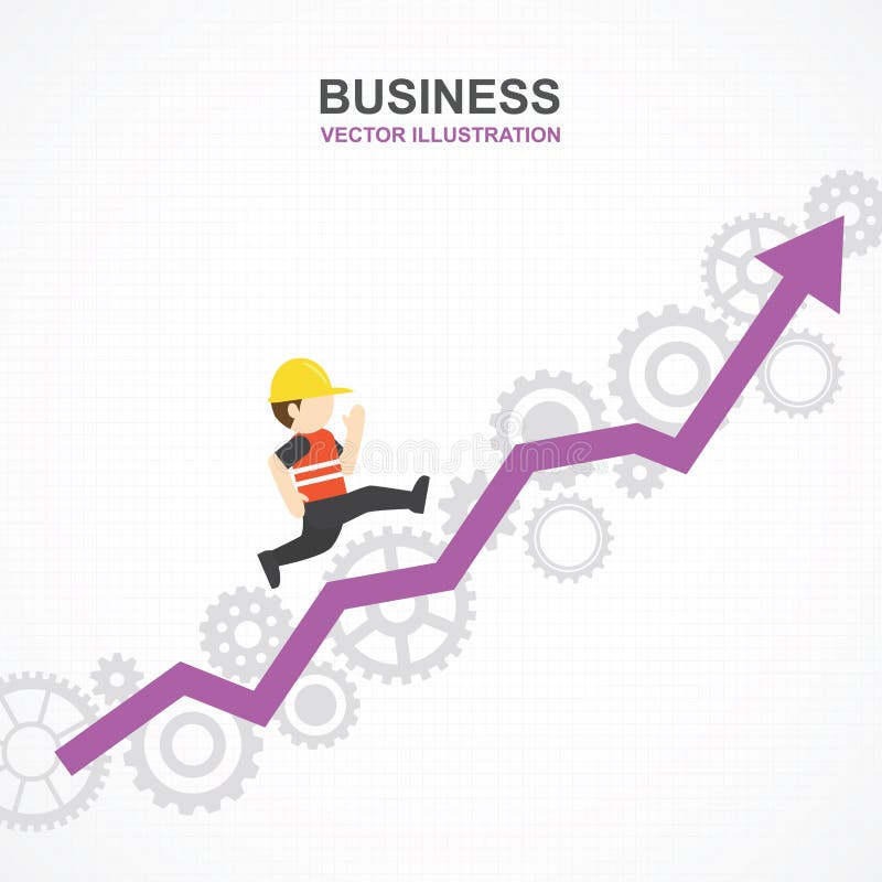 Man Running with Gears To Success Vector Stock Vector - Illustration of ...