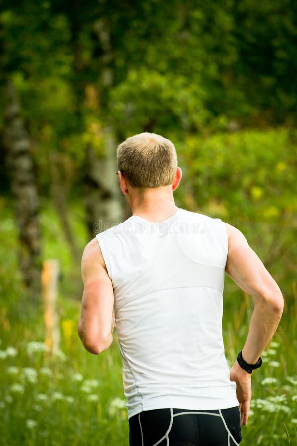 Back of running man stock image. Image of back, green - 32248099