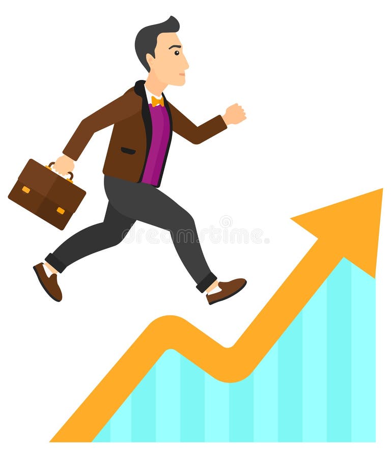 Man Running on Growth Graph. Stock Vector - Illustration of arrow ...