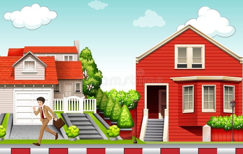 Man running from house stock vector. Illustration of suburb - 56725944