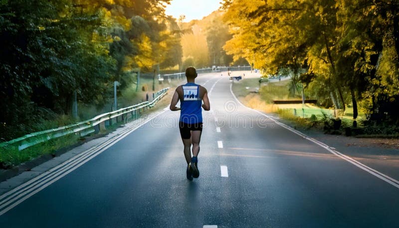 A Man is Running a Marathon Stock Illustration - Illustration of race ...