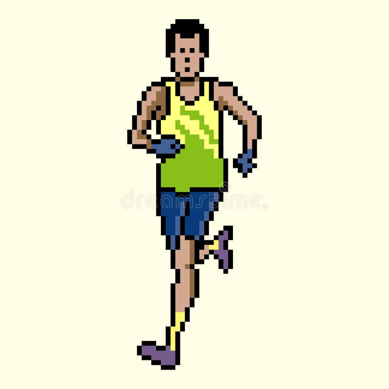 A Man Running in a Marathon with Pixel Art Stock Vector - Illustration ...