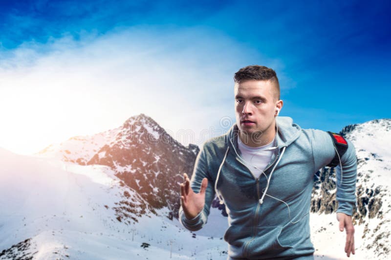 Man running in mountains stock image. Image of athlete - 60397425