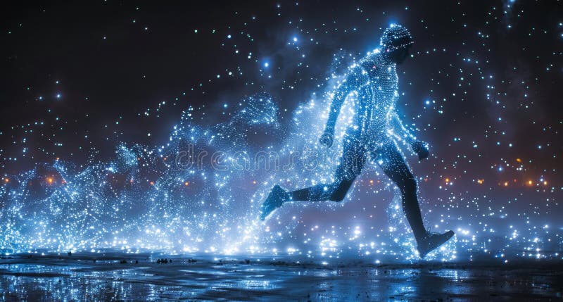 Man Running through the Night Sky Stock Photo - Image of stars ...