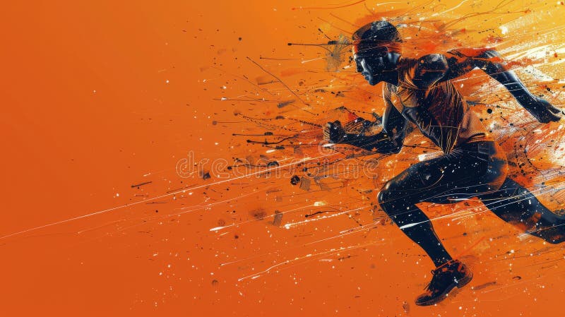 Man Running on Orange and Black Background Stock Image - Image of ...