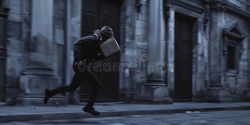 A Man Running with a Package. Created by Generative Artificial ...
