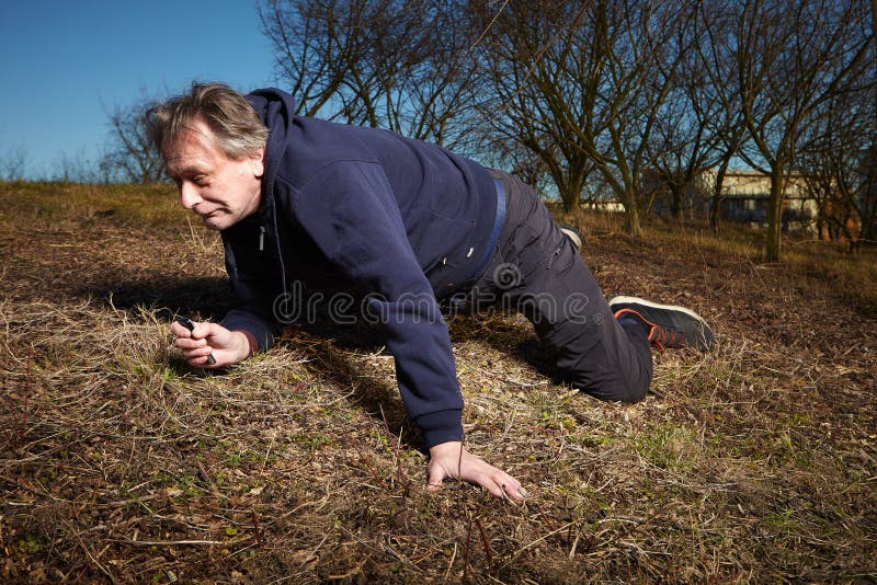 Man Running in Park Get Down by Heart Attack Stock Image - Image of ...
