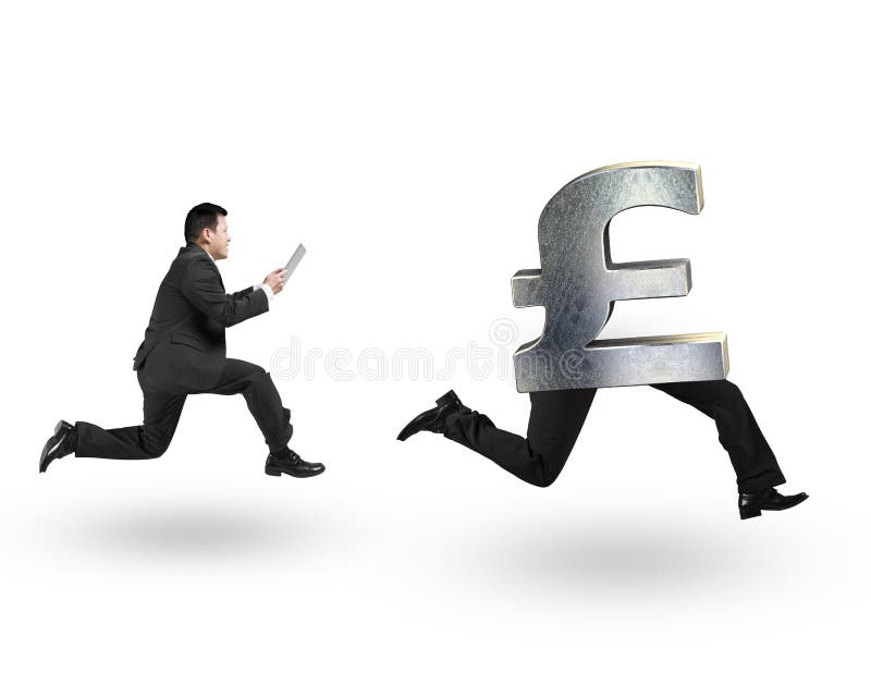 Man Running after Pound Money Symbol with Human Legs Running Stock ...