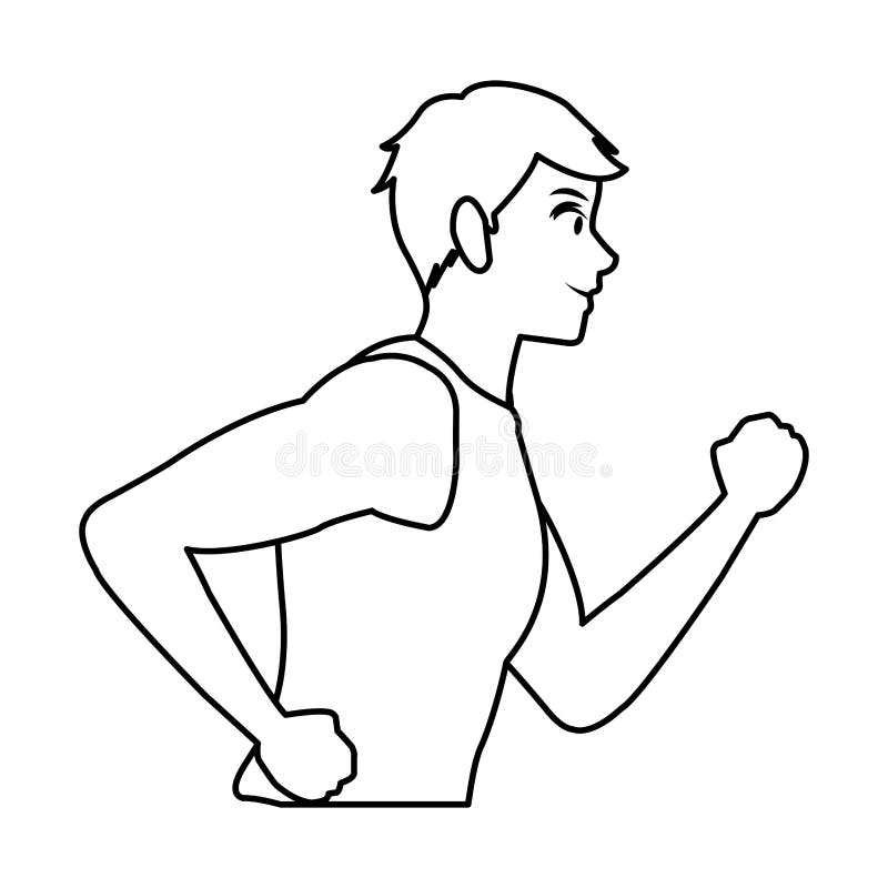 Man Running Profile Sideview in Black and White Stock Vector ...