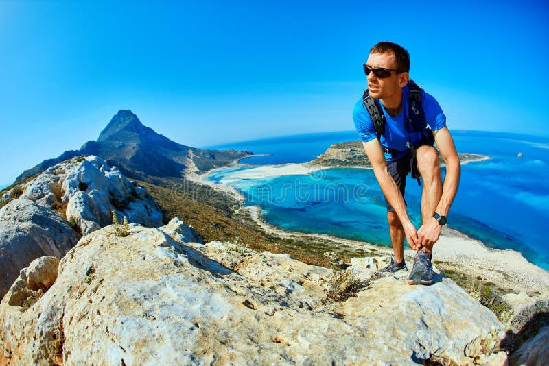 Man running on the rock stock image. Image of sport, determination ...