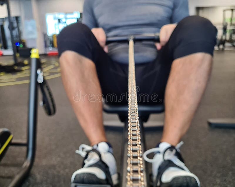 Man Running Rowing Excercise in Gym Concept Stock Image - Image of ...