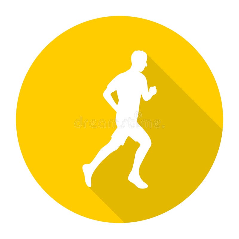 Man Running Silhouette Icon with Long Shadow Stock Vector ...