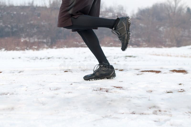 Man running on the snow stock image. Image of cold, endurance - 66621561