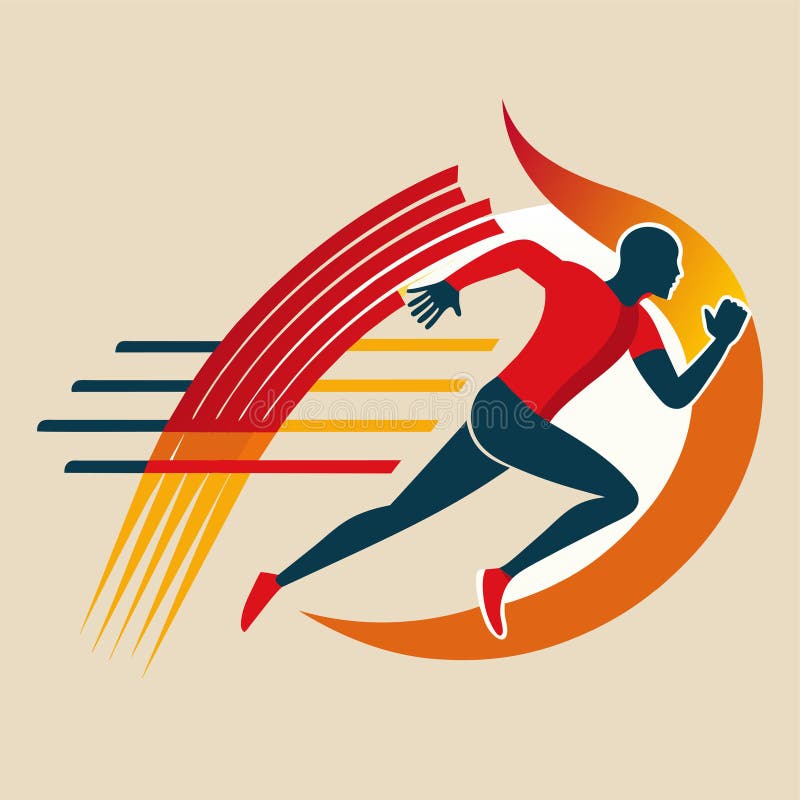 A Man Running at Speed on a Circular Track, Captured in a Minimalist ...