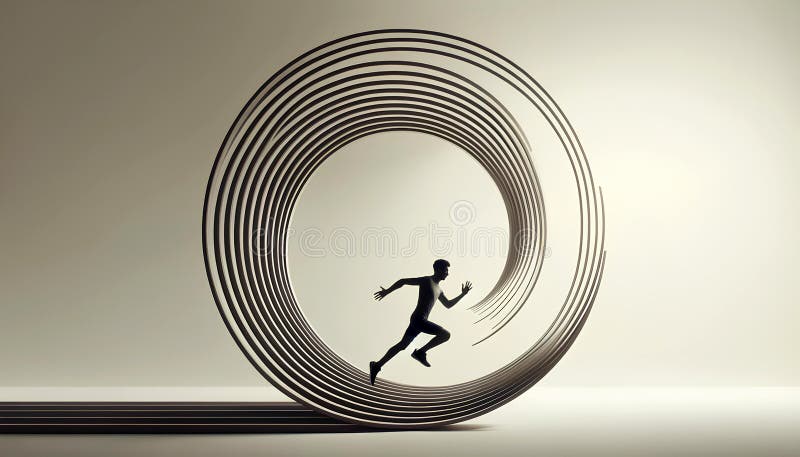 Man Running in a Spiral. the Spiral Demonstrates the Path Created by ...