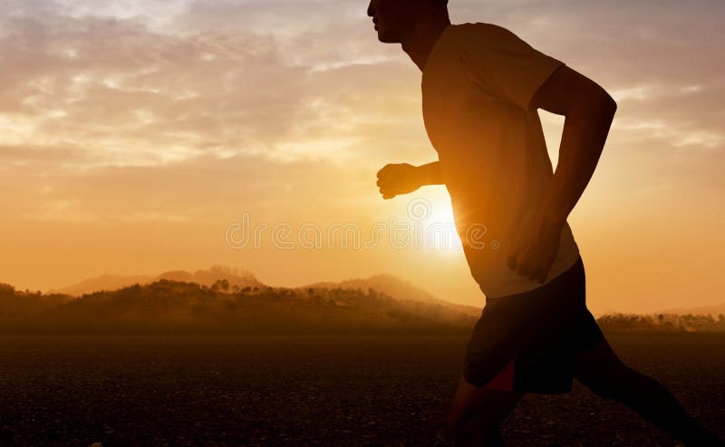 Man running at sunset stock image. Image of health, energy - 91142767