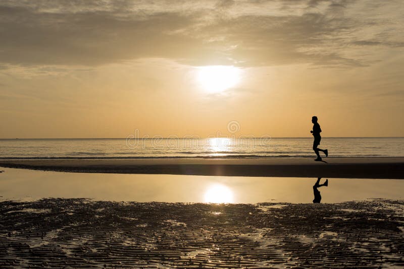 Man Running at Sunset - Sunrise on the Beach Editorial Photo - Image of ...