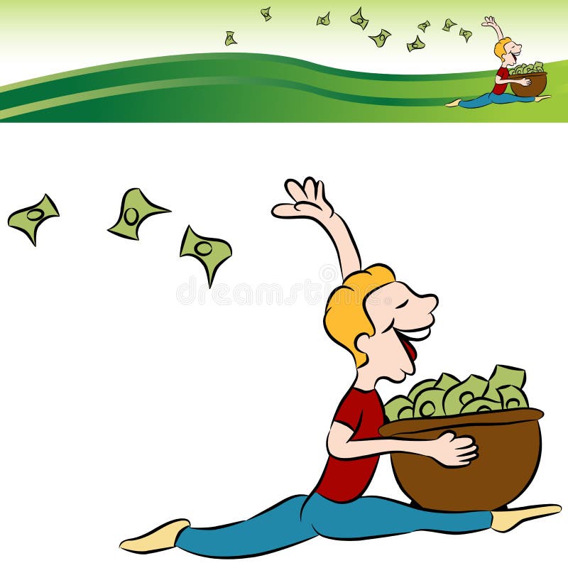 Man Running Tossing Money stock vector. Illustration of money - 20112613
