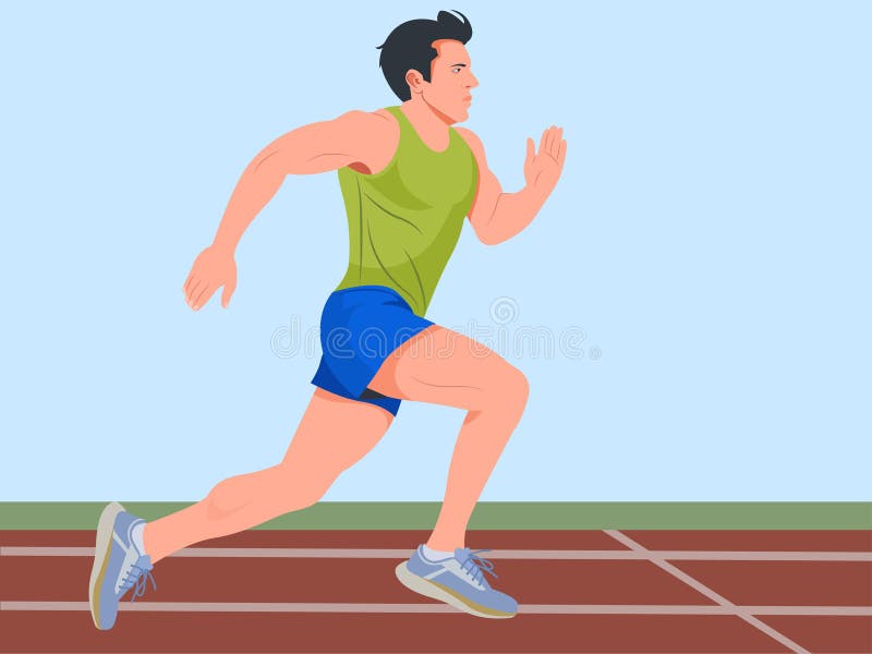 Man Running in Track stock vector. Illustration of lifestyle - 345505648